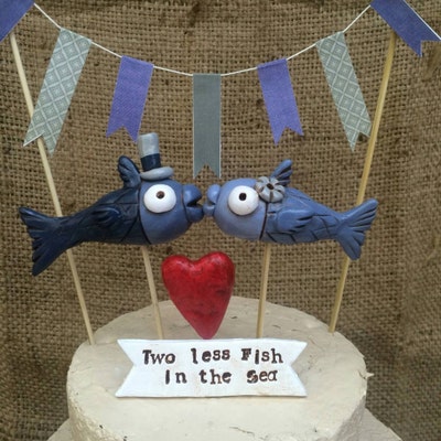 Blue Kissing Fish Cake Topper-bunting and Banner for Your Rustic Beach ...
