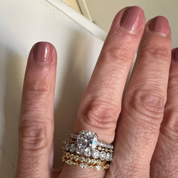 Diamond Stacking Ring Set by Caitlyn Minimalist Set of 3 Dainty ...