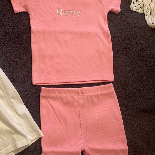 Summer Personalised Child Ribbed Sets | Embroidered Kids Sets ...