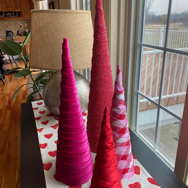 Valentine Cone Tree: Handmade Fabric Table Decor, (sold Individually ...