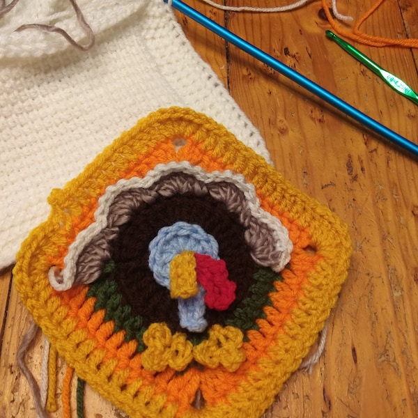 Crochet Thanksgiving Turkey Granny Square Pattern (PDF Pattern) - Etsy