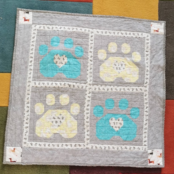 Love and Pawprints Dog / Cat Pet Paw With Heart Animal PDF Quilt Block ...