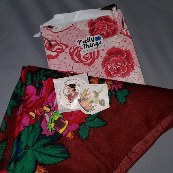 Metallic Floral Scarf Navajo Flower Scarf grandma Scarf saani Diné ...