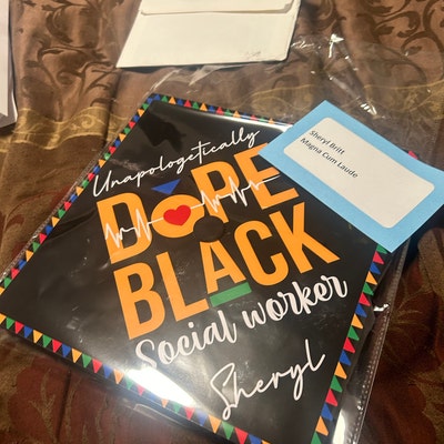 Dope Black Social Worker Graduation Cap Topper, Black Queen Grad Cap ...