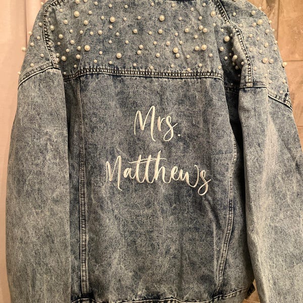 Bride Jean Jacket - Black Denim, Embroidered Black Bridal Jacket ...