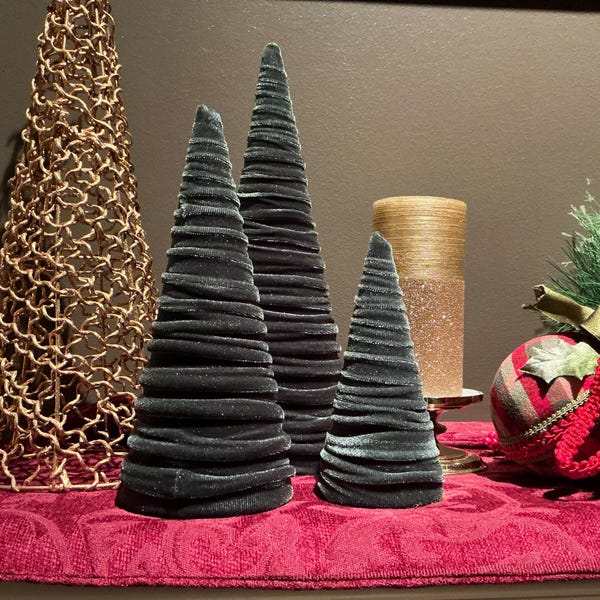 Olive Green Velvet Trees Set of 3, Woodland Nursery Decor, Modern Tree ...