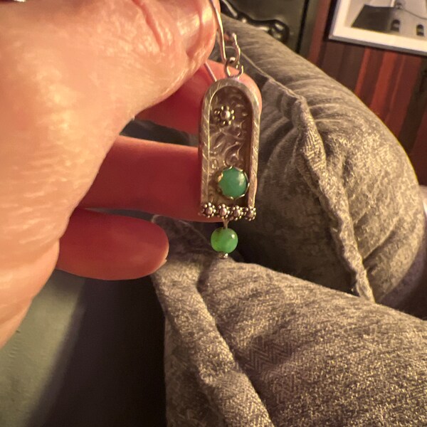 Green Variscite Jasper Pendent, Chyrsophase Accent, Sterling Silver ...