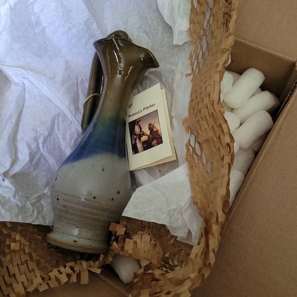 Handmade Stoneware Rebekah Pitcher: Nichols Pottery, Biblical Gift ...