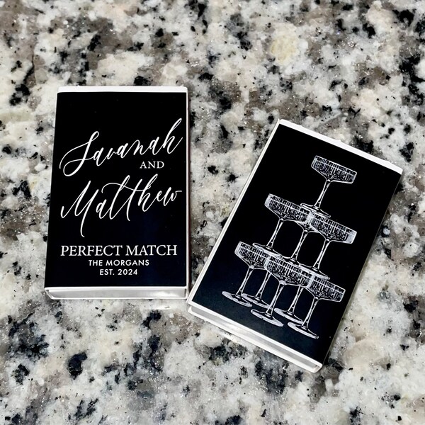 Custom Wedding Matchbooks SET OF 50 - Wedding Favors - Champagne Tower ...