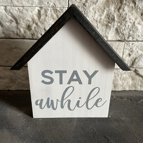 Mini House Home Quote Sign With Roof, Tiered Tray Decor, Kitchen Shelf ...