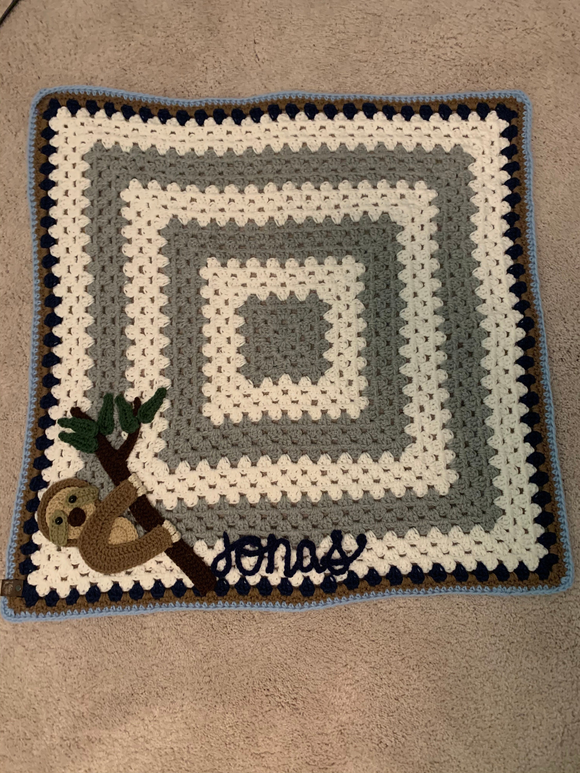 Baby Blanket - Handmade Blanket - Sloth - Sloth Blanket - Sloth Bedding ...