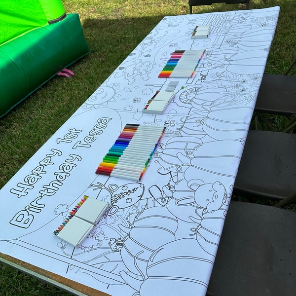 Custom Designed Personalized Coloring Tablecloth Any Theme Decor Kids ...