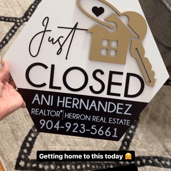 Hexagon Real Estate Closing Sign: UV Printed Birch Wood Prop - Etsy