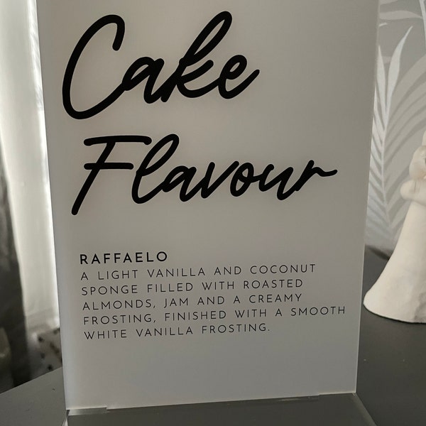 Wedding Cake Flavour Options Acrylic Sign - Luxury Custom Wedding Décor ...