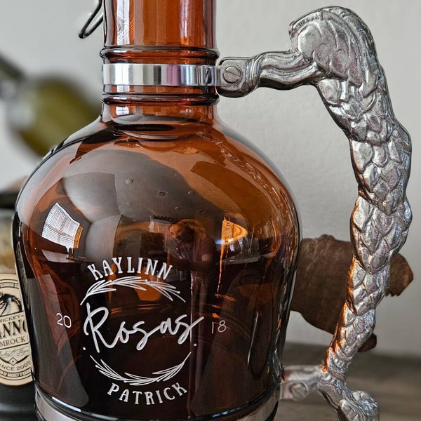 Five (5) Custom Beer Growlers With Flip Top **HAND ENGRAVED** Groomsmen ...