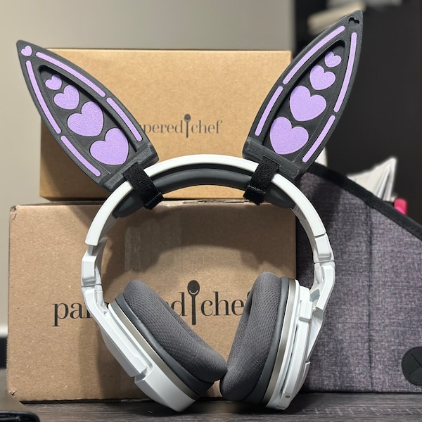 Heart Bunny Ears for Headsets and Headphones, Synthwave Gamer Rabbit ...
