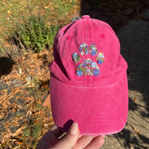 PDF Pattern Furry Friend Florals, Floral Paw Print Embroidery Pattern ...