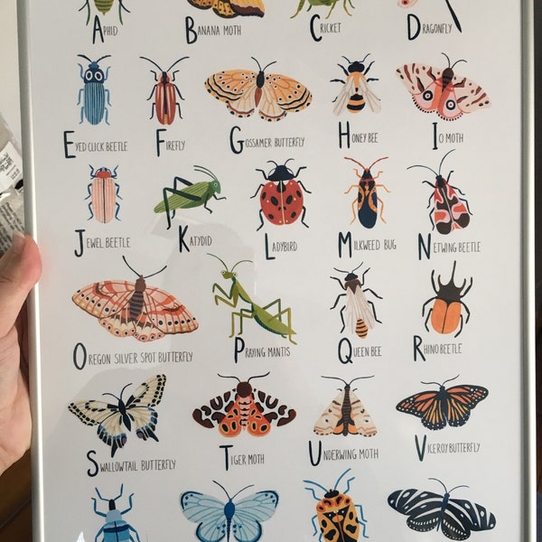 Insect Alphabet Print, Nursery Wall Art, Bugs Print, Children's Prints ...