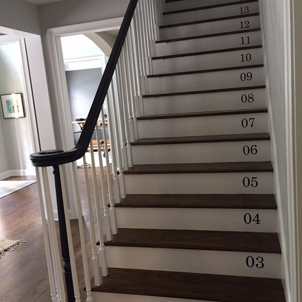 Stair Riser Number Decals | Vinyl Stair Numbers for Steps | Staircase ...