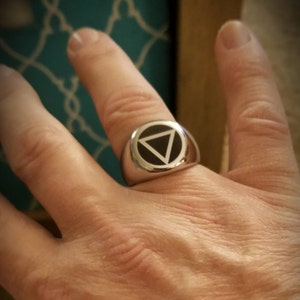 AA Alcoholics Anonymous Symbol Logo Signet Ring, Jewelry Men in ...