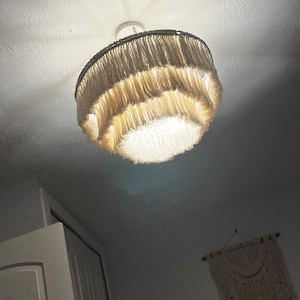 Fringe Pendant Light, Cotton Pendant Light Fixture, Boho Light, Nursery ...