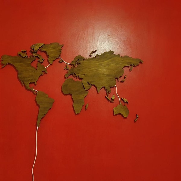 World Map Led, World Map Light, World Map Neon Sign, Map Lamp, Map Wall ...