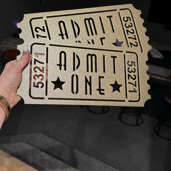 Admit One Retro Movie Ticket Sign - Bad Dog Metalworks Home Decor ...