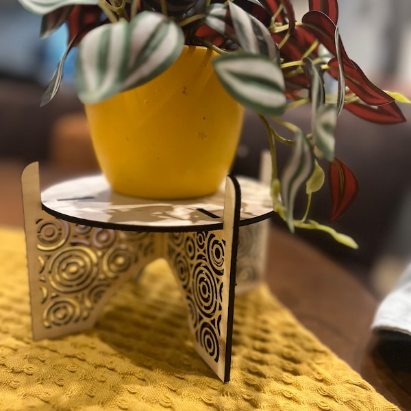 3D Plant Pot Stands Laser Cut Bundle, Potted Plant Stand, Flower Pot Support Lasercut, Wooden ...