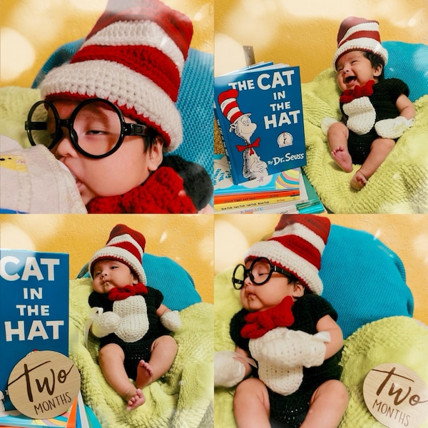 Dr. Seuss Inspired Cat in the Hat Baby Crochet Outfits. Tall Hat ...
