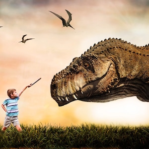 Smiling T-rex Tyrannosaurus Background / Dinosaur Backdrop for ...