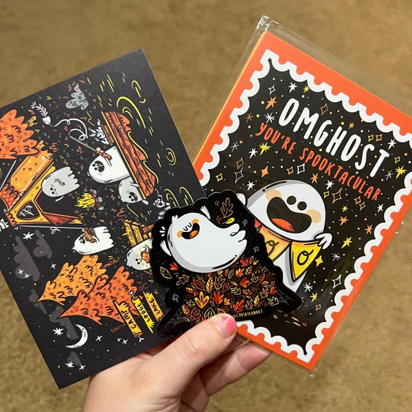 Creepy Cute Postcard Set (5 Designs) | Halloween Postcard Pack | Pen ...