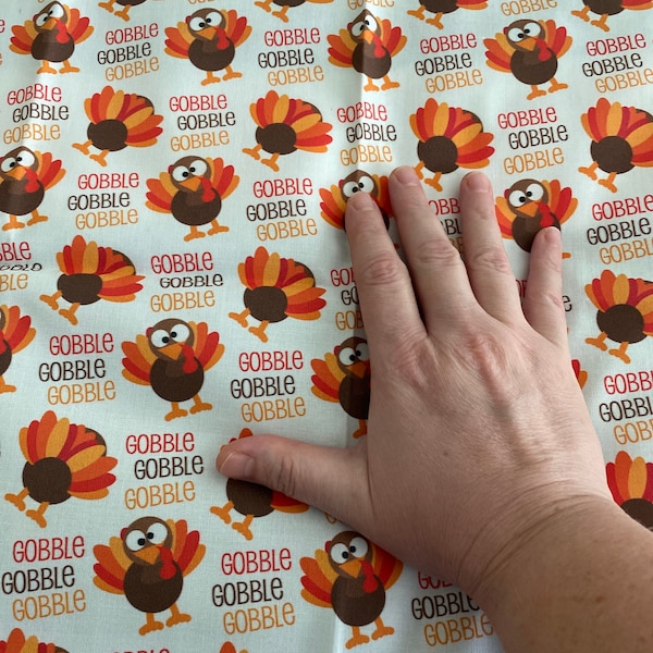 Gobble Turkeys Fabric - Gobble Funny Turkey Thanksgiving by Khaus ...