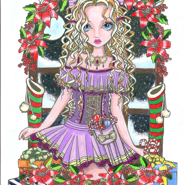 Holly - Grayscale - Digital Download - Coloring Page - Myka Jelina Art ...