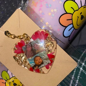 Resin Photo Keychain With Flowers Photo Keychain Resin - Etsy