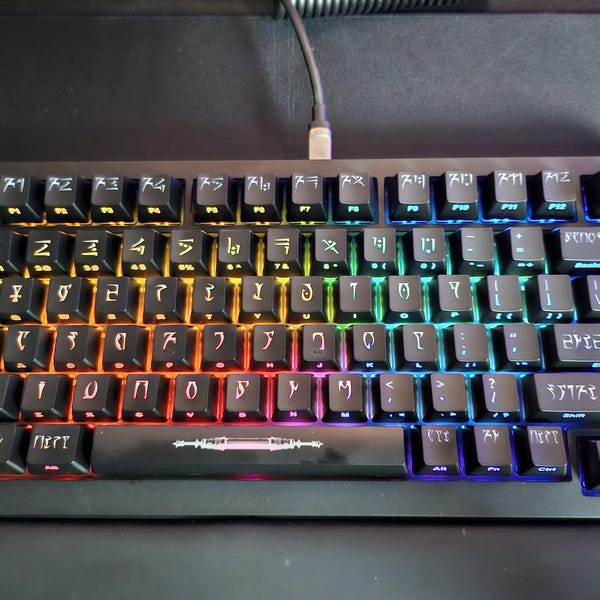 Daedric Font Backlit Keycap Set (top Print Only or Top and Front Side ...