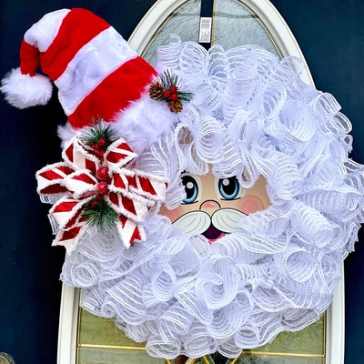 12 Inch Santa Face Metal Wreath Sign, Santa Christmas Sign, Christmas ...