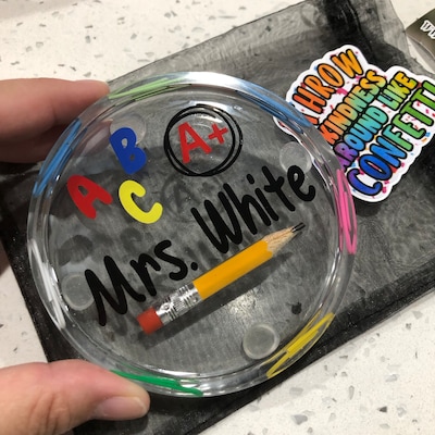 Teacher Appreciation Gift Custom, Teacher Coaster, Epoxy Resin Art ...