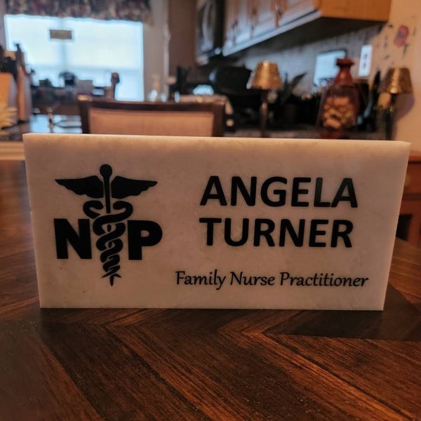 Family Nurse Practitioner Desk Sign - Nurse Name Plate - Marble Stone ...