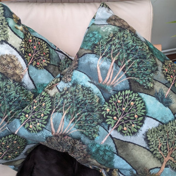 Hills Apple Trees Forest Art Craft Printed Cotton Fabric Home Decor ...