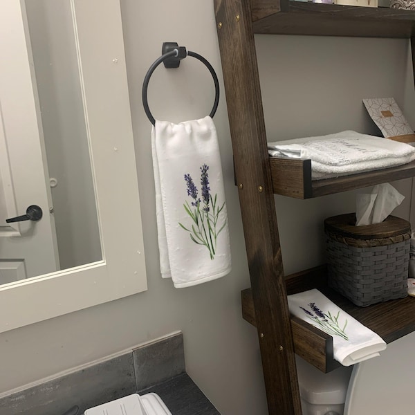 Lavender Sprigs Fingertip Towel, Purple Flower Towel, Floral Tip Towel ...