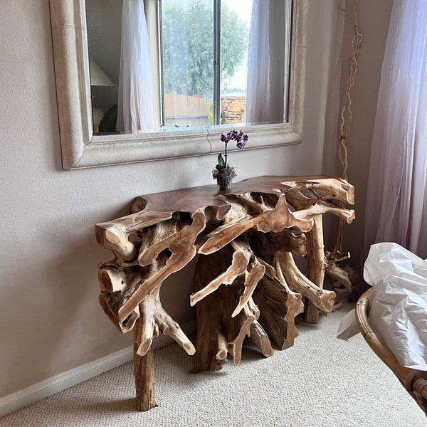 Teak Root Console Table - Driftwood Entryway Table - Etsy