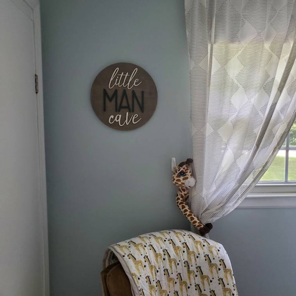 LARGE Little Man Cave Round 3D Wooden Sign || Boys Room Decor || Baby ...