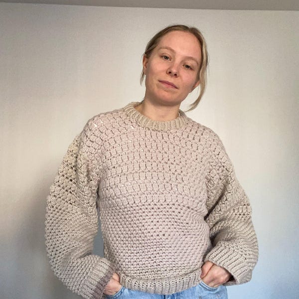 Basic Mesh Sweater Crochet Pattern/ Shrug Sleeves Top/ No Sew Pattern ...