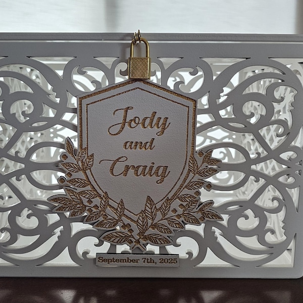 Brass Gold Wedding Card Box With Slot Lock Wedding Money Box Rustic ...
