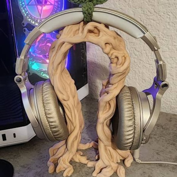 Wood Root Headphone Stand - Plastic Tree Roots Headset Holder - Natural ...