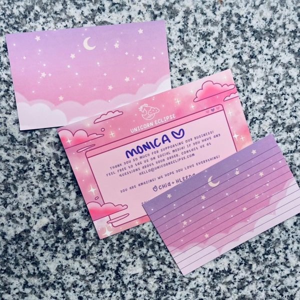 Dreamy Thoughts Note Cards | Kawaii Aesthetic Stationery Index Note ...