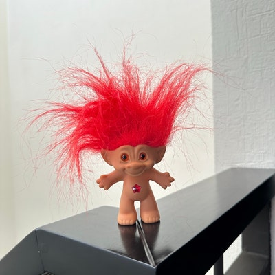 Vintage Ace Novelty Treasure Troll Doll, Red Hair, Red Diamond Jewel ...