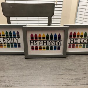 Custom Teacher Cross Stitch Pattern Crayon Cross Stitch - Etsy