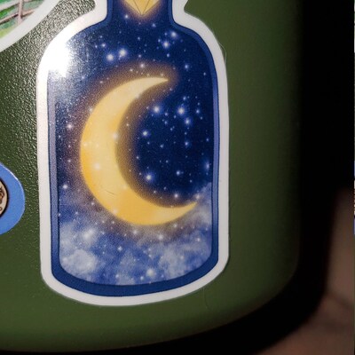 Night Sky Bottle Diecut Sticker, Moon Sticker, Moon Lover, Night Sky ...