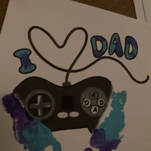 Dad Birthday Father's Day Handprint Art Video Game Footprint Stamp Art ...